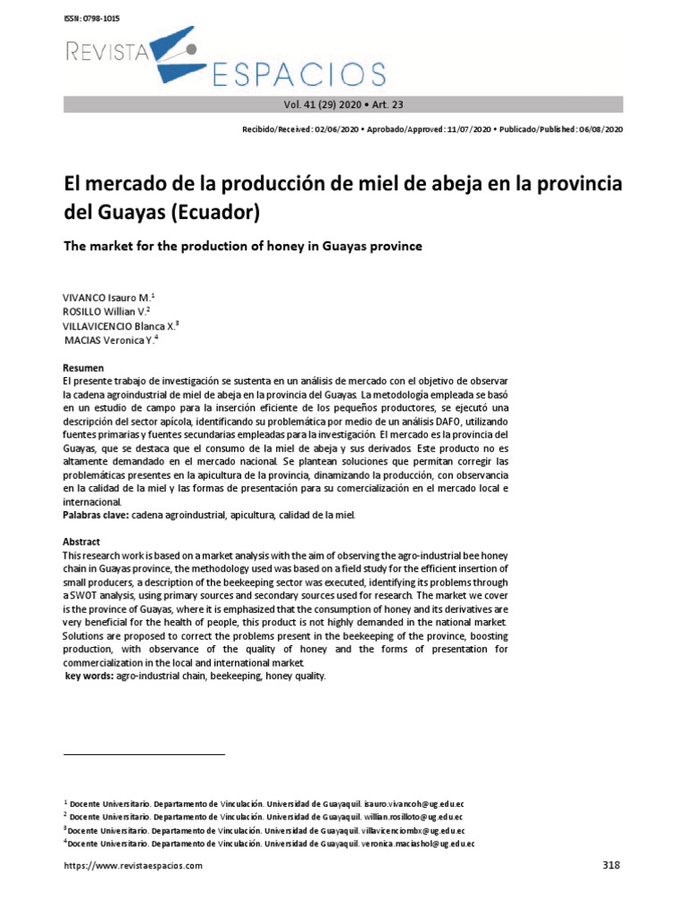 Mercado De La Produccion De Miel De Abeja Pdf Apicultura Abejas