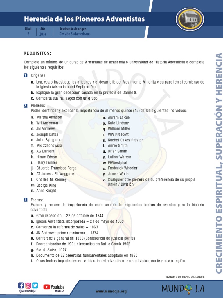 18 Herencia de Los Pioneros Adventistas Mis | Descargar gratis PDF | Iglesia Adventista del ...