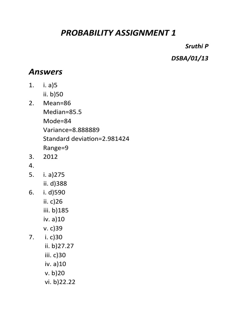 Probability Assignment | PDF | Mathematics | Statistics