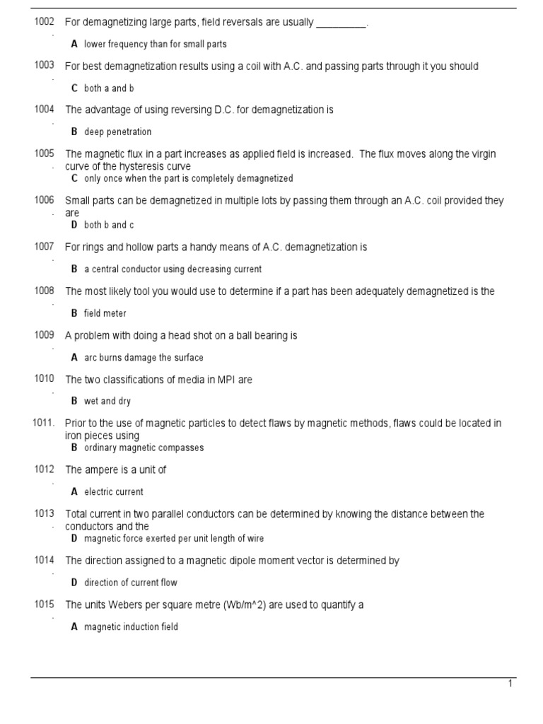 MT Level III Exam Bank Answers | PDF | Magnetic Field | Fluorescent Lamp