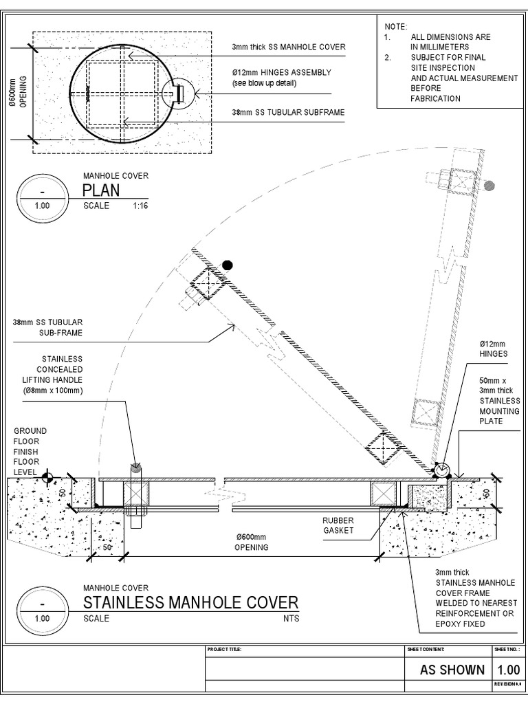 600mm Dia SS MANHOLE COVER | PDF | Mechanical Engineering