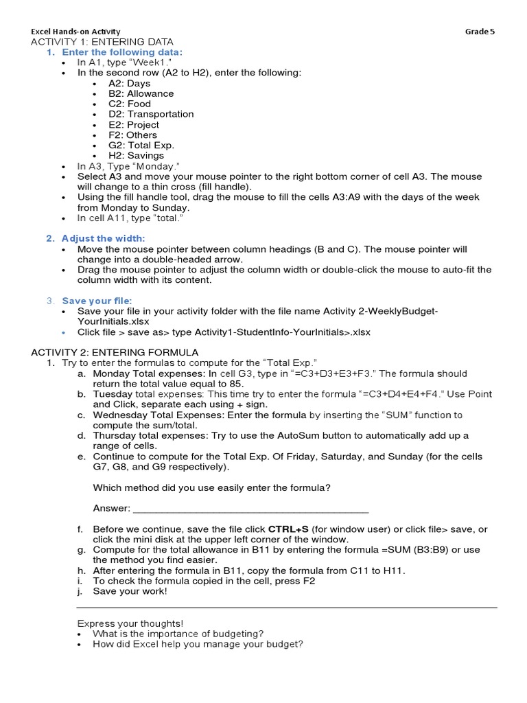 Excel Hands-On Activity | PDF | Computer Science | System Software