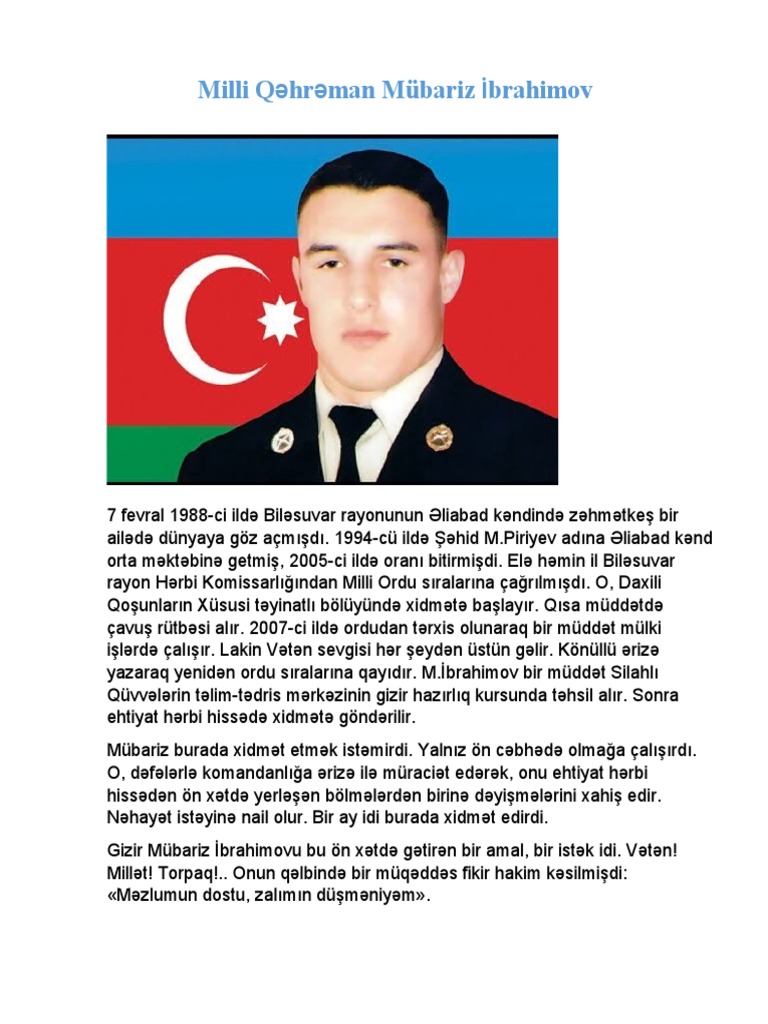 Milli Qəhrəman Mübariz İbrahimov | PDF