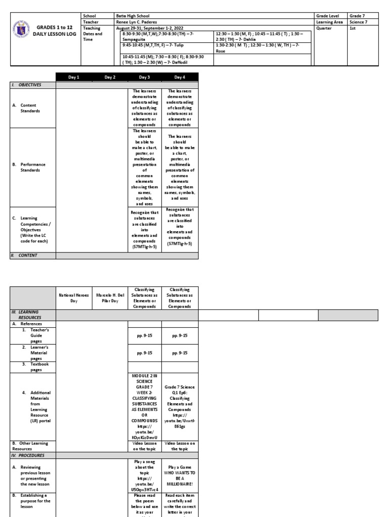 Week-2 - Science 7 | PDF | Teachers | Cognition