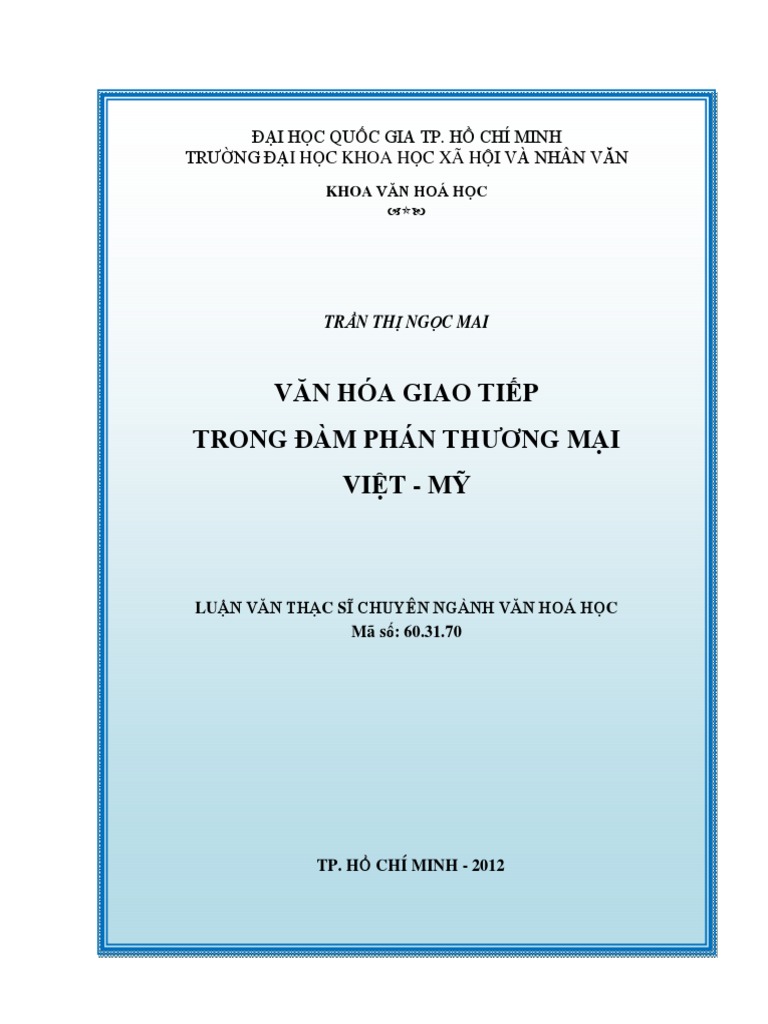 (123doc) Van Hoa Giao Tiep Trong Dam Phan Thuong Mai Viet My | PDF