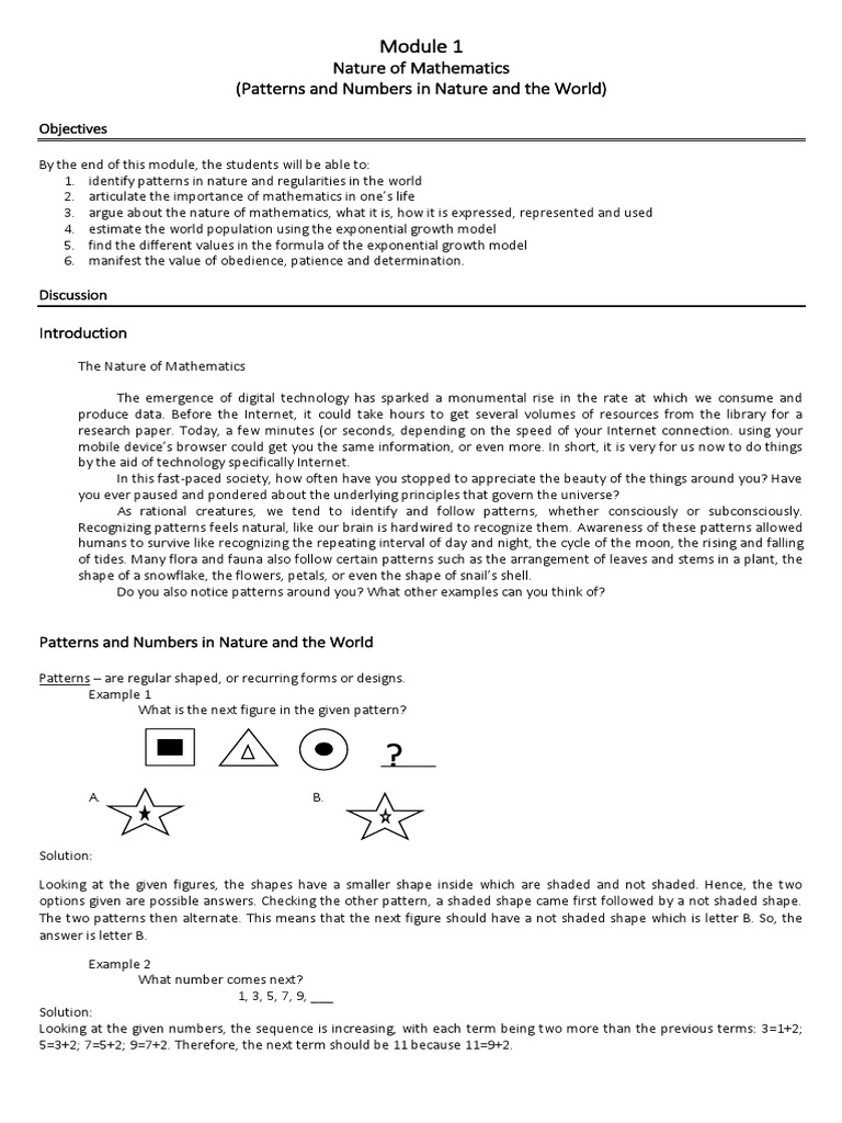 Mathematics in The Modern World | PDF | Pattern | Area