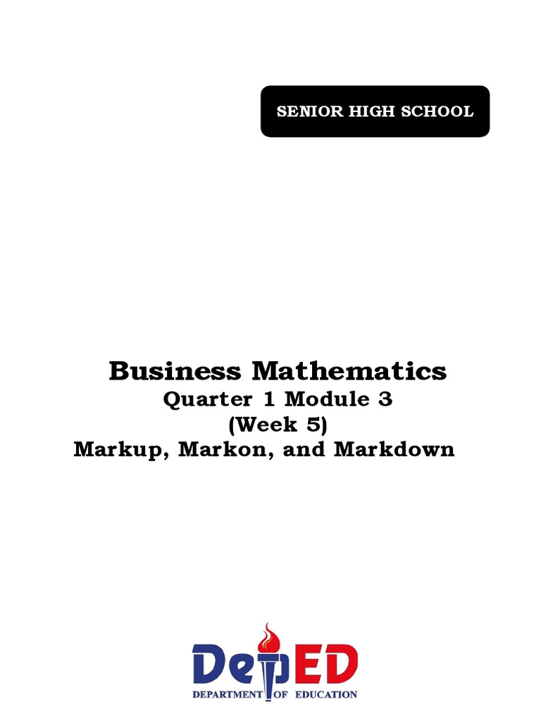 Business Math - Q1 - Week 5 - Module 3 - Markup Markon and Markup | PDF ...