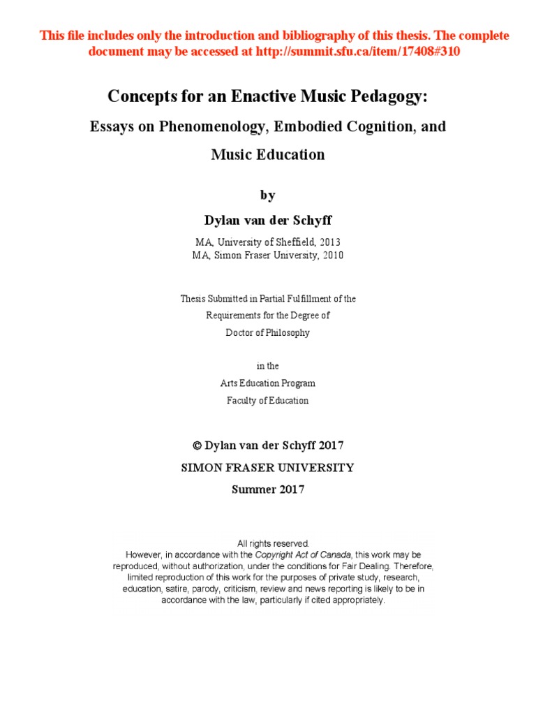 Concepts For An Enactive Music Pedagogy | PDF | Embodied Cognition | Mind
