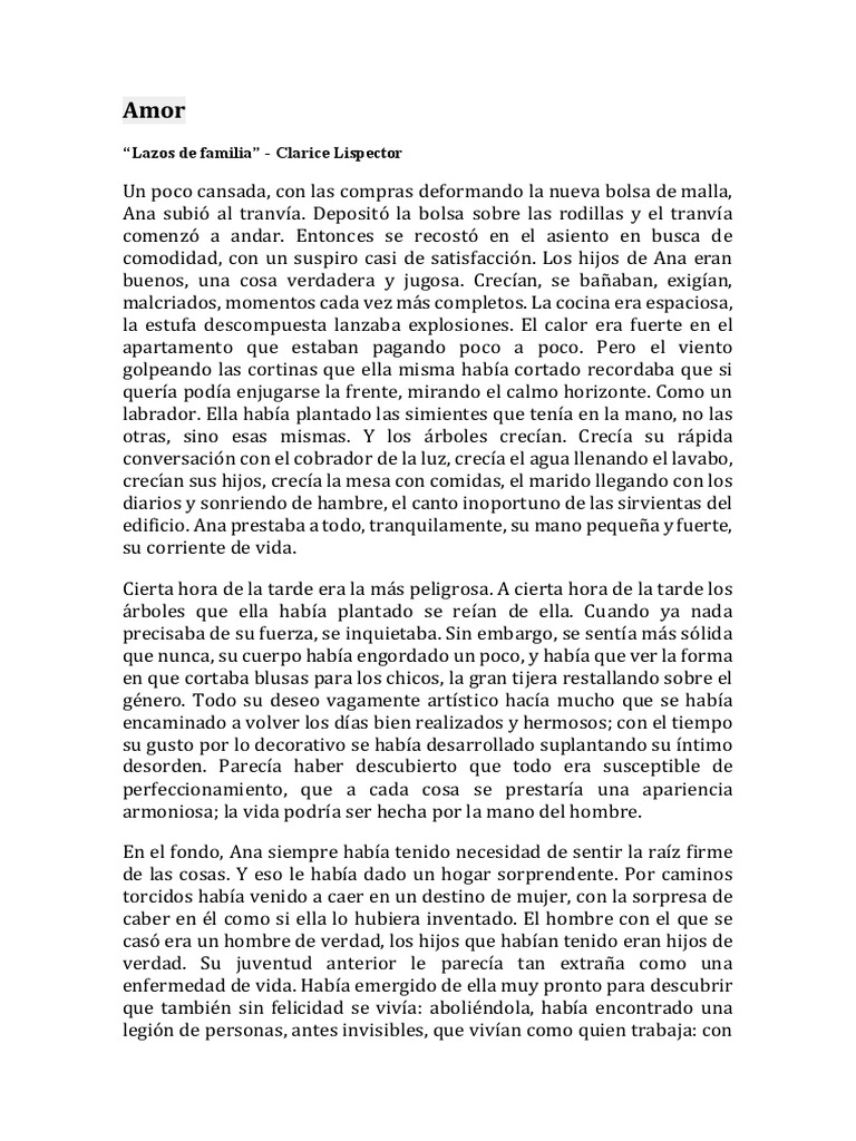 Amor - Clarice Lispector | PDF