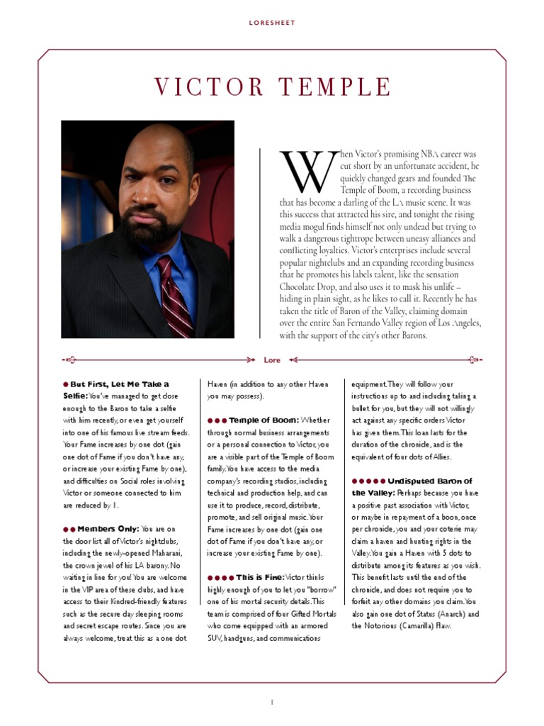 Loresheets For LA by Night (Updated) - VTM - V5 | PDF