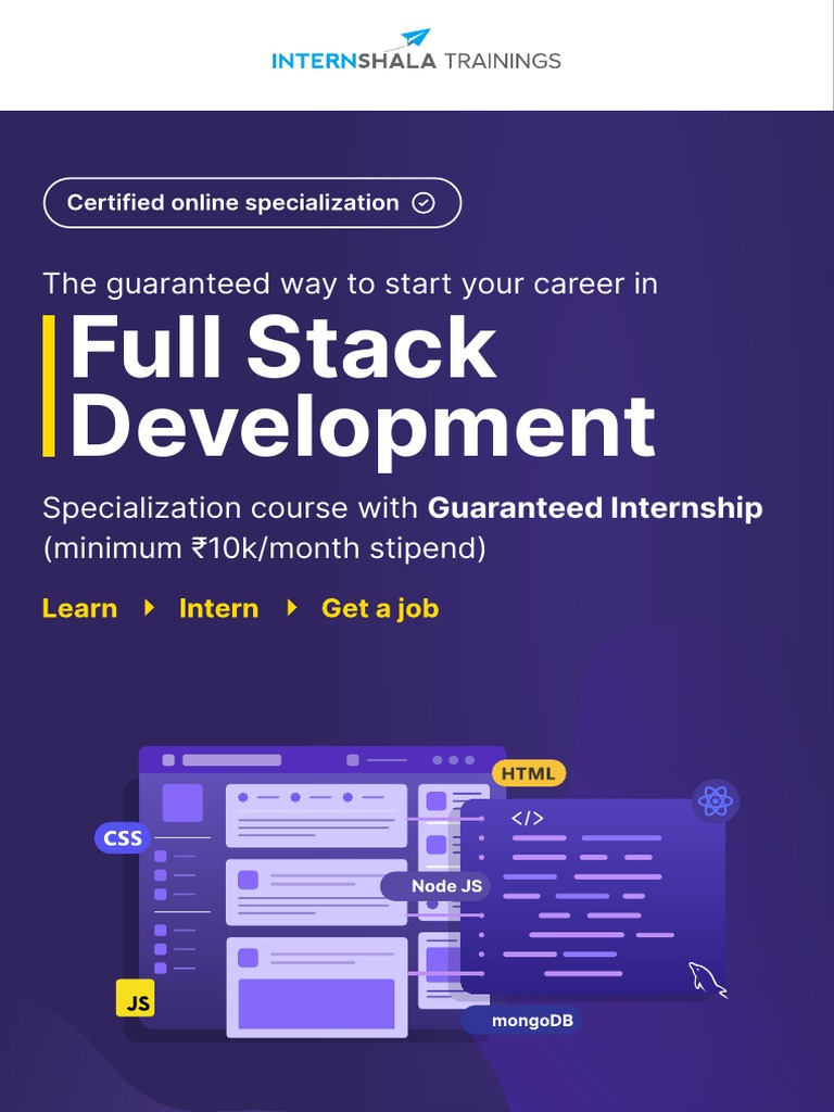 Full Stack Web Development Specialization Brochure | Download Free PDF | Job Hunting | Internship