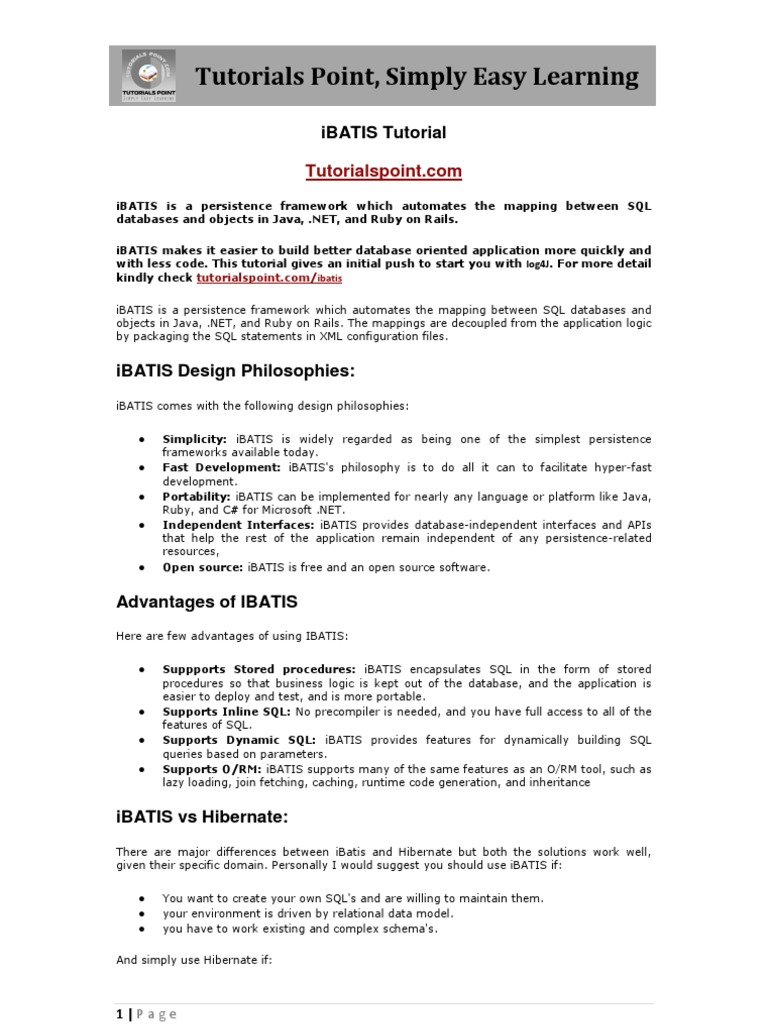 Ibatis Tutorial | PDF | Application Programming Interface | Software