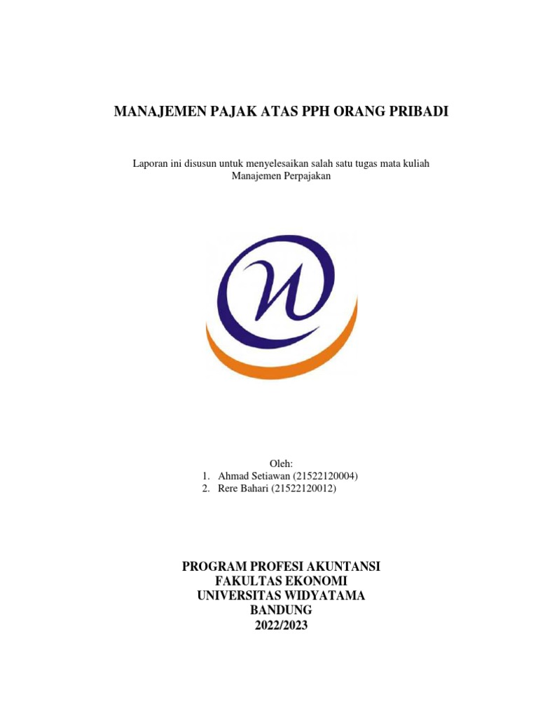 Makalah Kelompok 6 Manajemen Perpajakan PPH Orang Pribadi | PDF | Pengelolaan Keuangan & Uang