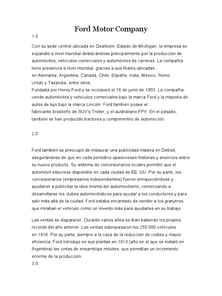 Documento Ford | PDF | Compania de motores ford | Vehículos de ruedas