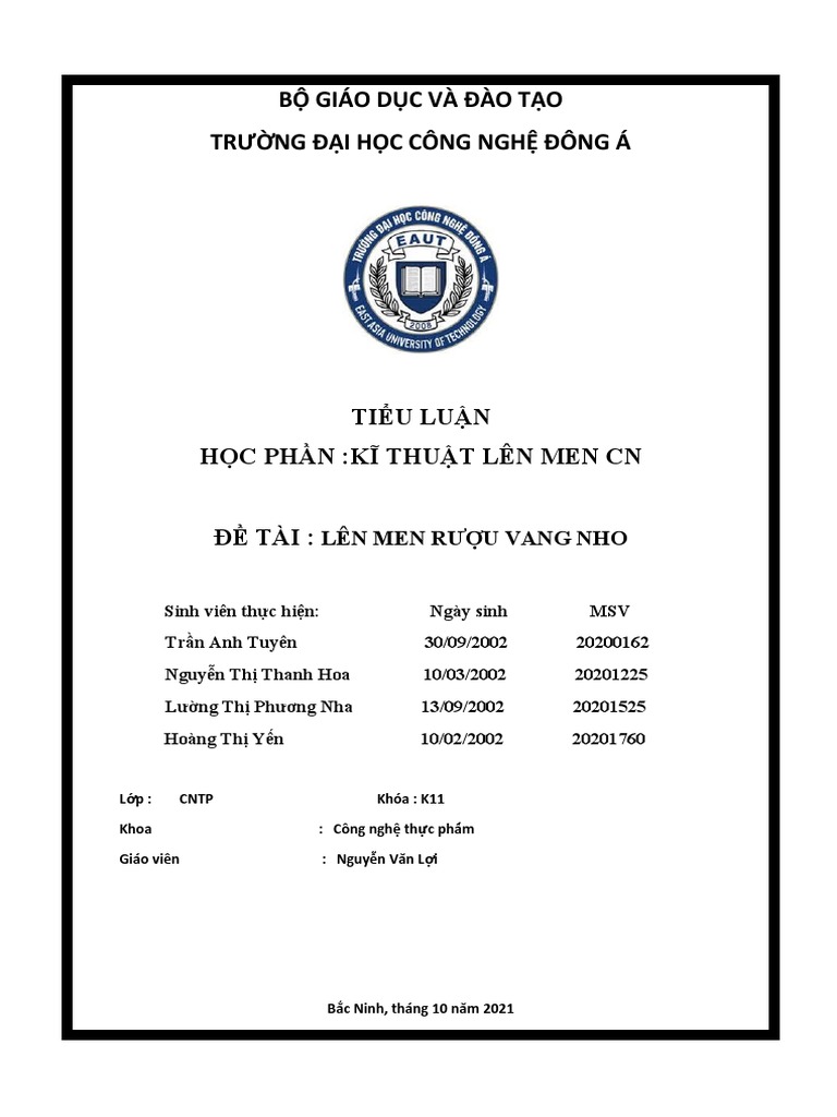 Lên Men CN - Nhóm 2 k11 | PDF