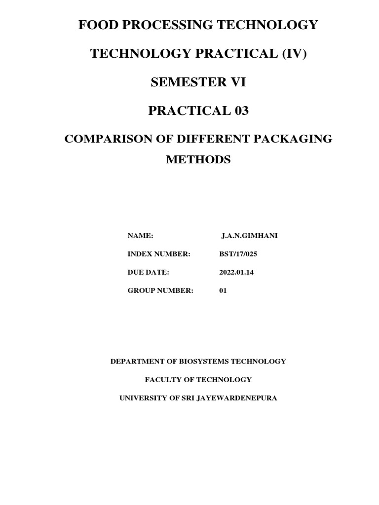 FOOD PACKAGING METHODS COMPARED | PDF | Polyethylene | Foods