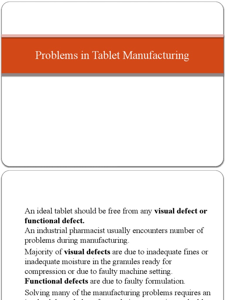 Problems in Tablet Manufacturing | PDF | Tablet (Pharmacy) | Materials