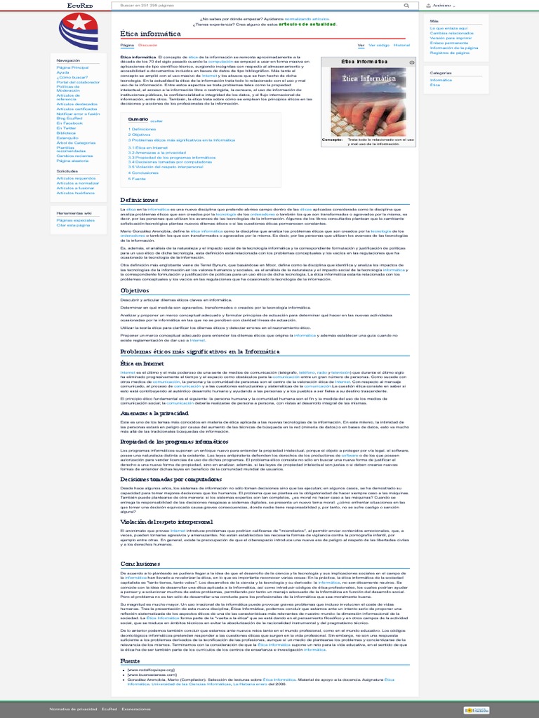 Ética Informática - EcuRed | PDF | Comunicación | Informática