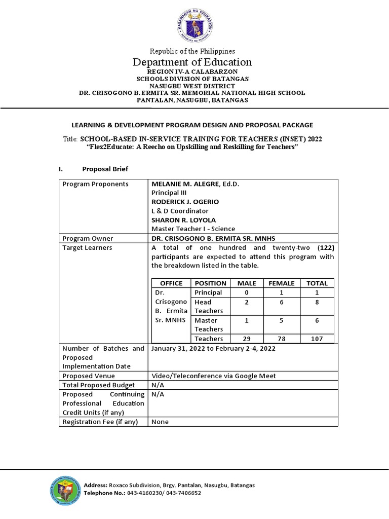 Inset 2022 Training Matrix Flex | PDF | Learning | Psychological Concepts