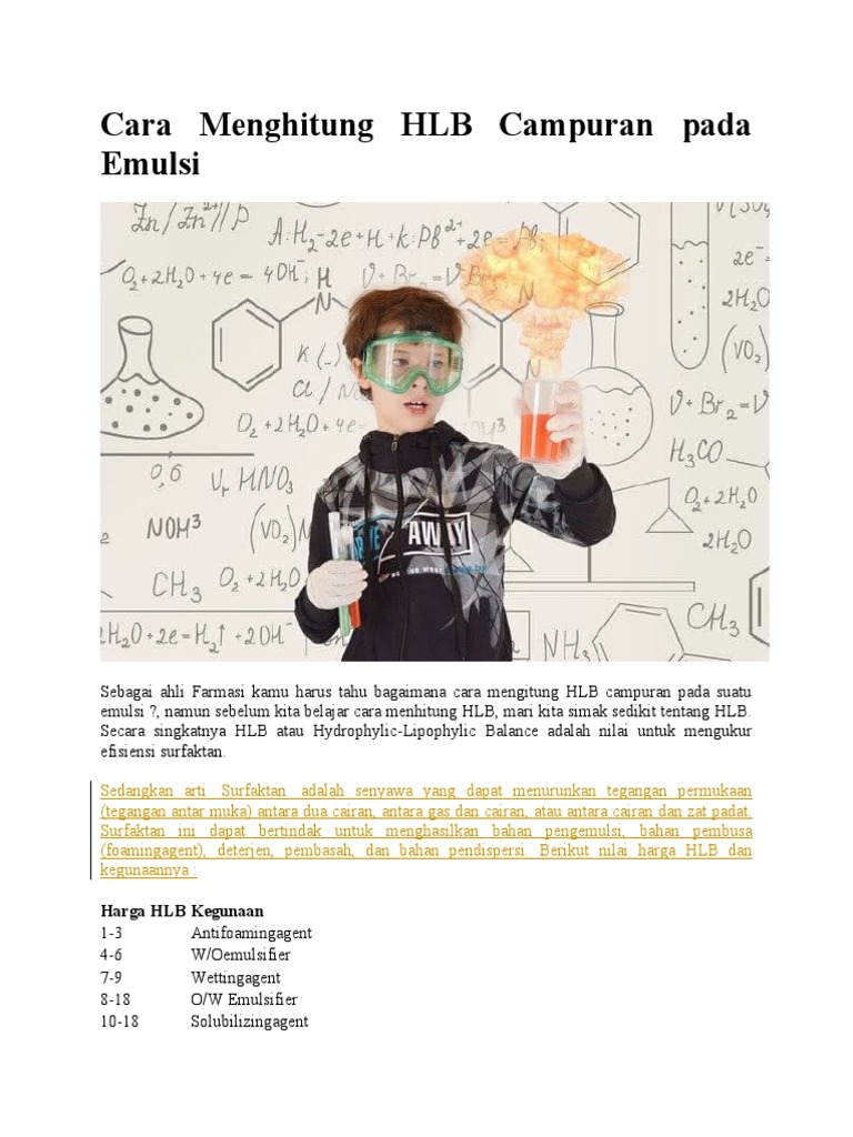 Cara Menghitung HLB Campuran Pada Emulsi | PDF