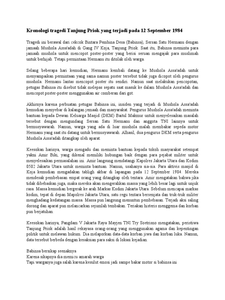 Ringkasan Kronologi Tragedi Tanjung Priok | PDF