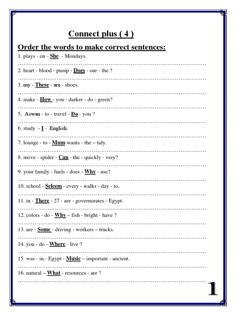 Connect Plus (4) : Order The Words To Make Correct Sentences | PDF | Skeleton | Birds