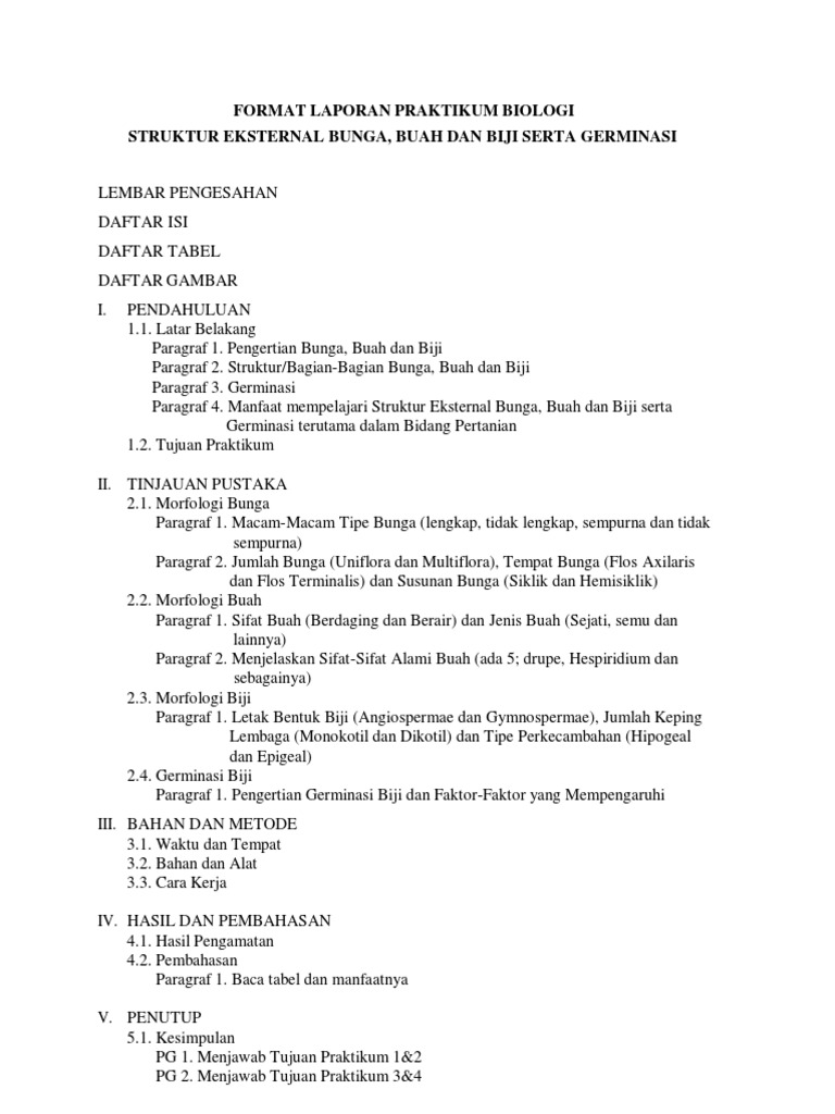 Format Laporan Praktikum Biologi Struktur Eksternal Bunga, Buah Dan ... Format Laporan Praktikum Biologi Struktur Eksternal Bunga, Buah Dan ...