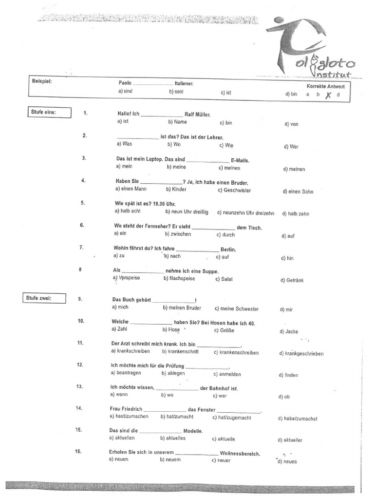 Njemački Ulazni Test | PDF
