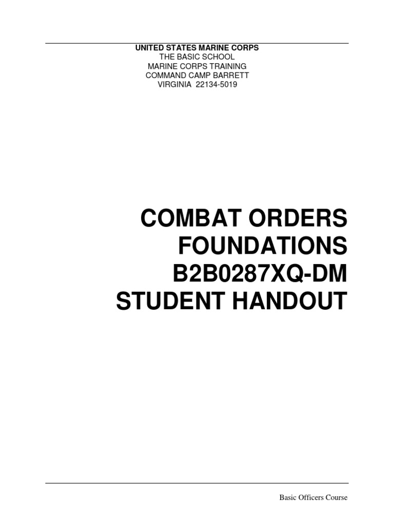 B2B0287XQ-DM Combat Orders Foundations | PDF | Maneuver Warfare ...