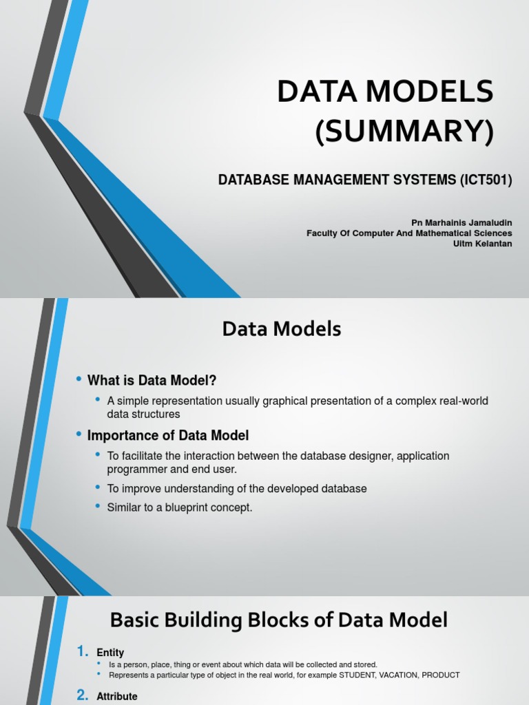 Summary Chapter 2 - Data Models | Download Free PDF | Data Model | Databases