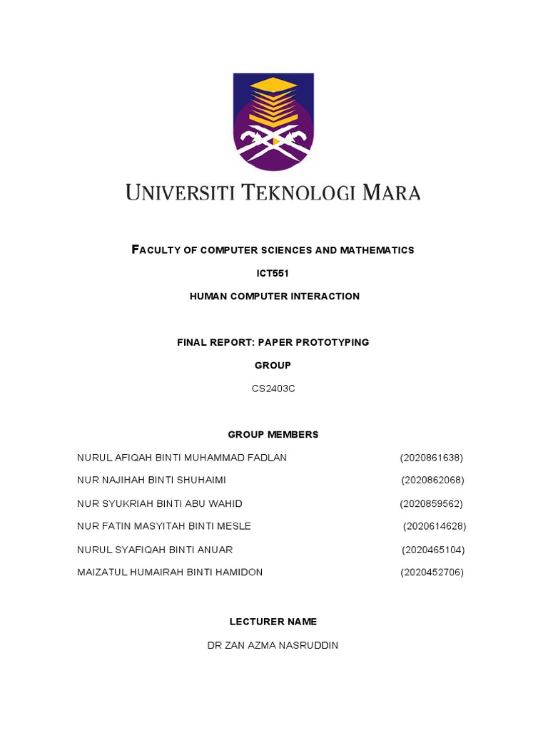FinalReport ICT551 | Download Free PDF | Software Prototyping | Usability