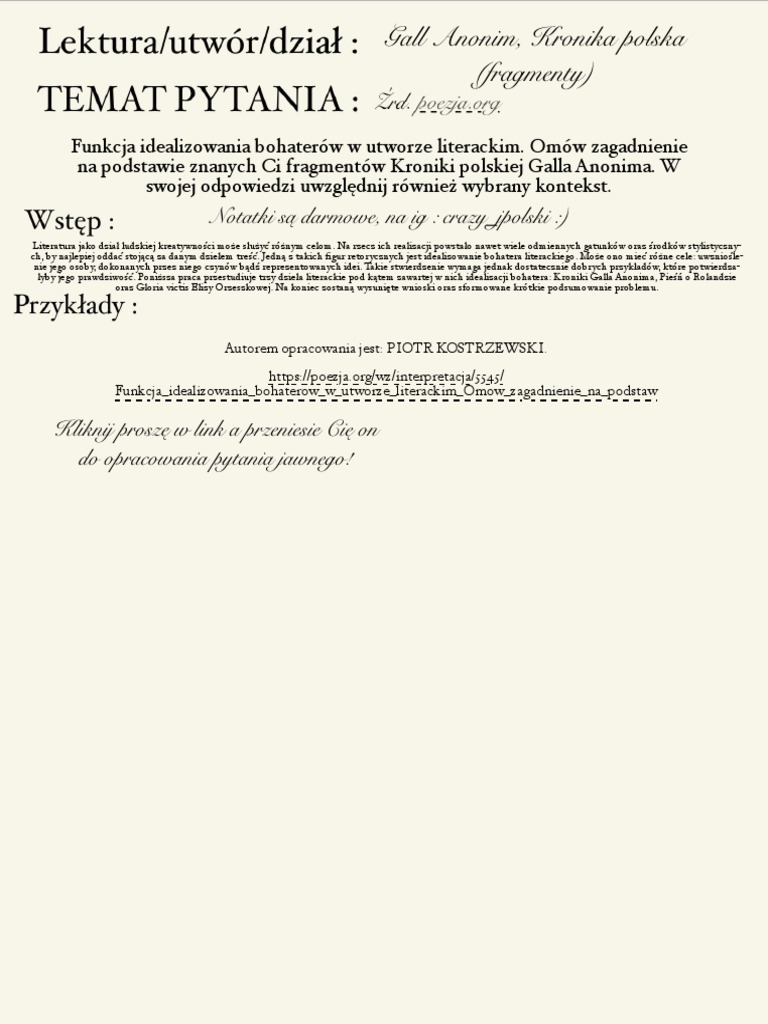 Gall Anonim, Kronika Polska (Fragmenty) | PDF