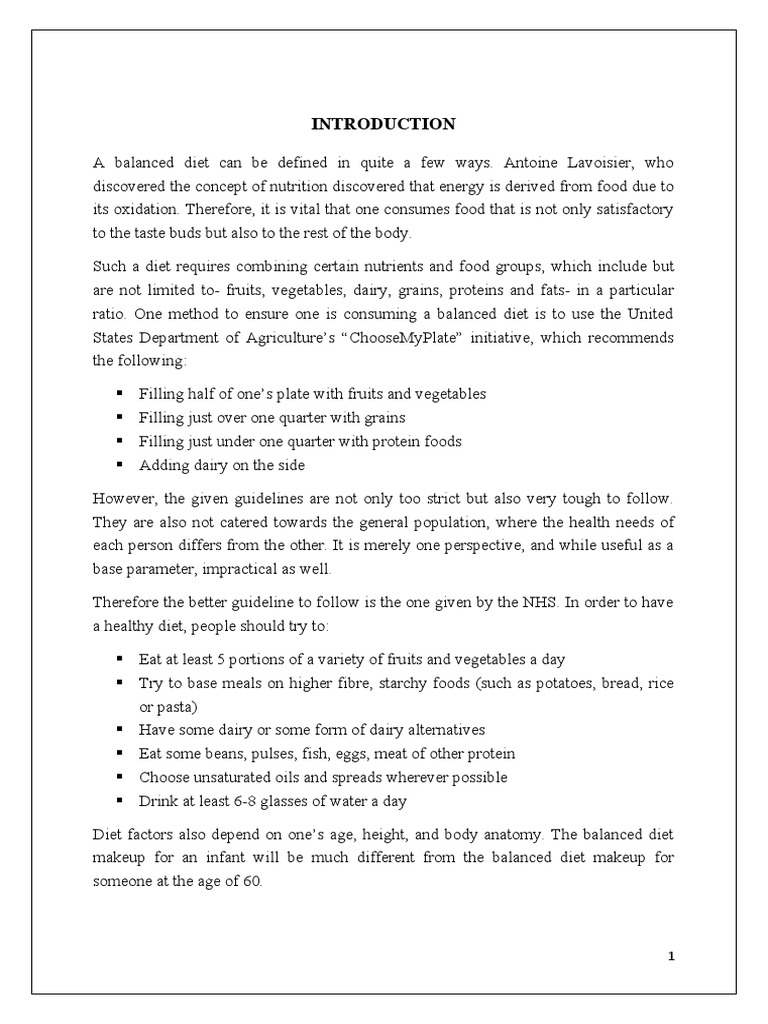 Report On Nutrition and Balanced Diet | PDF | Foods | Fat