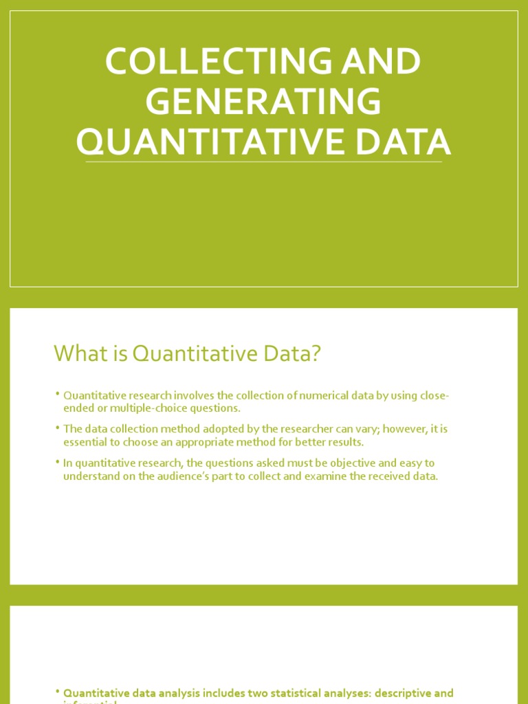 Collecting and Generating Quantitative Data | PDF | Sampling ...