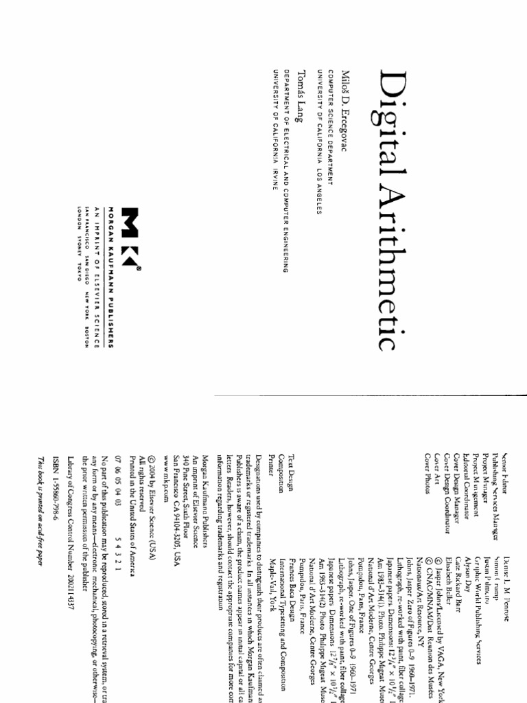 Digital Arithmetic by Milos D. Ercegovac, TomÃ¡s Lang | PDF