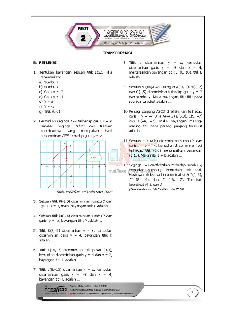 Mat Bab 4 Latihan Soal 2 Transformasi | PDF