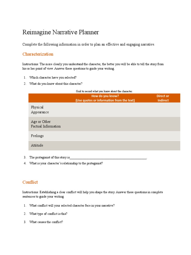 Reimagine Narrative Planner | PDF | Plot (Narrative) | Narration