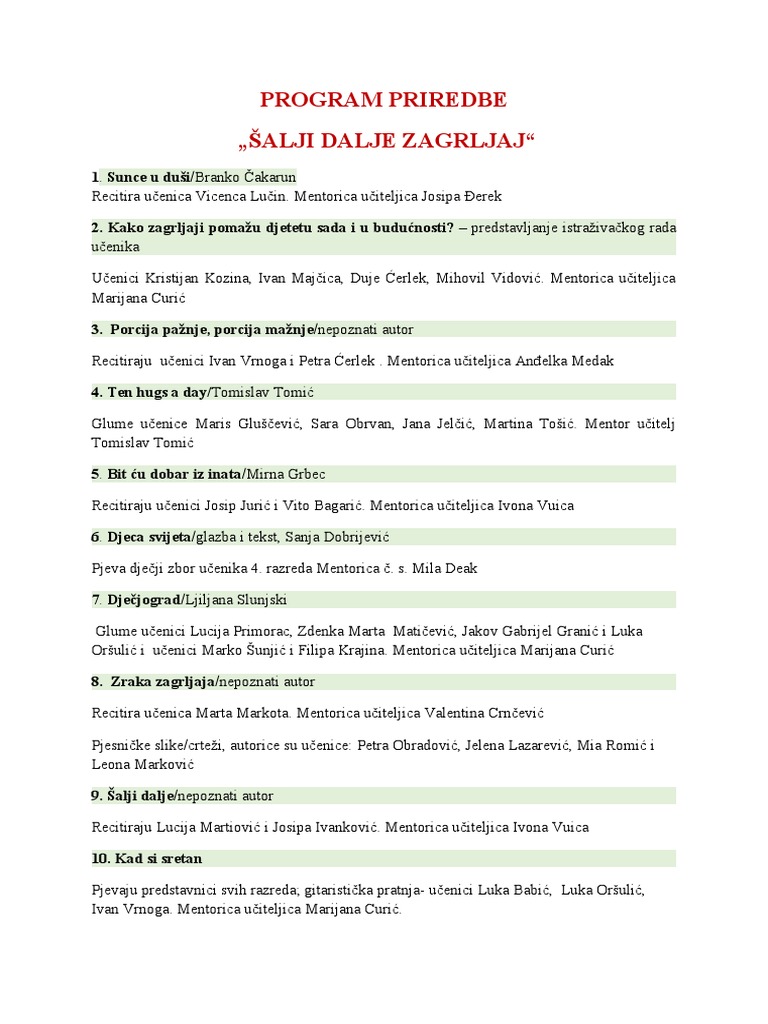 Program Priredbe | PDF