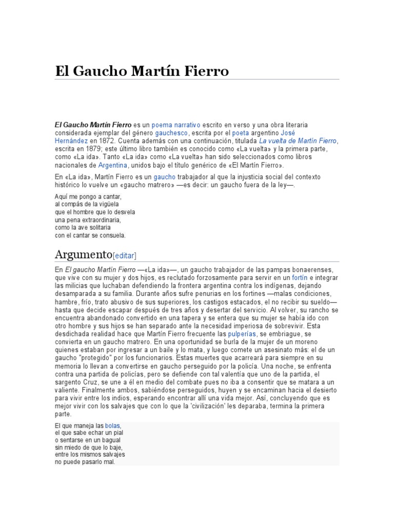 Análisis de El Gaucho Martín Fierro | PDF