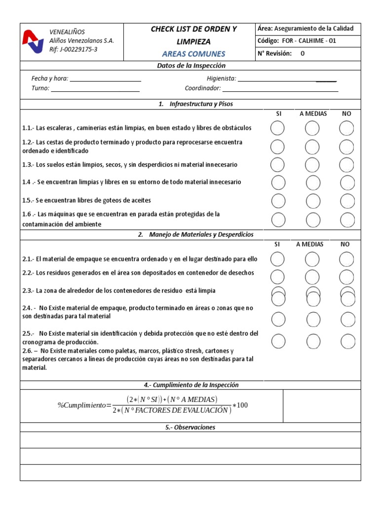 Arriba 94 Foto Formato De Check List De Orden Ejecutiva