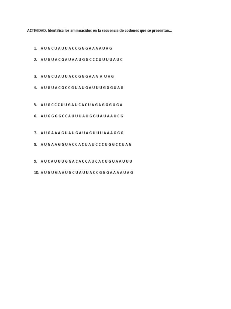 Actividad de Codones | PDF