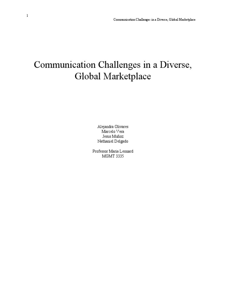 Communication Challenges in A Diverse Marketplace | PDF | Communication ...