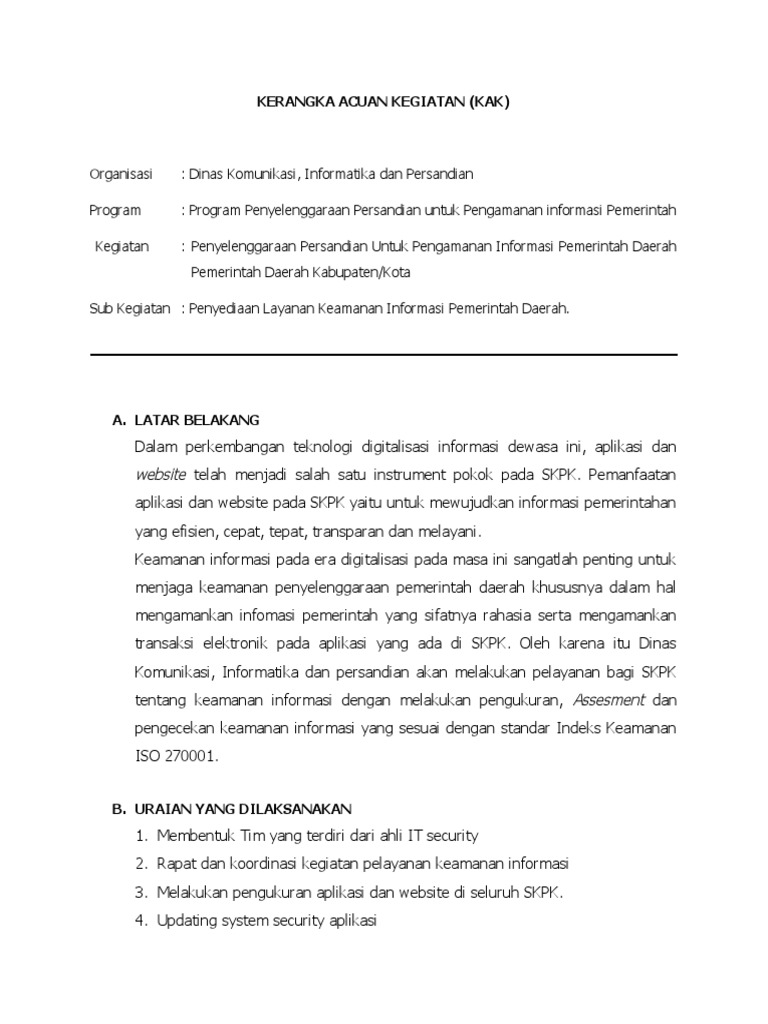 KAK Penyediaan Layanan Keamanan | PDF