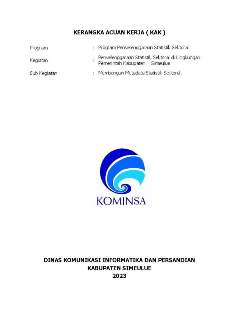 Kerangka Acuan Kerja Statistik Sektoral | PDF