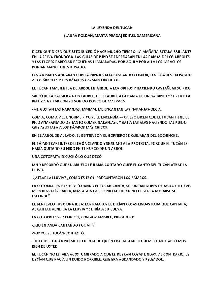 La Leyenda Del Tucán | PDF | Ornitología | Aves