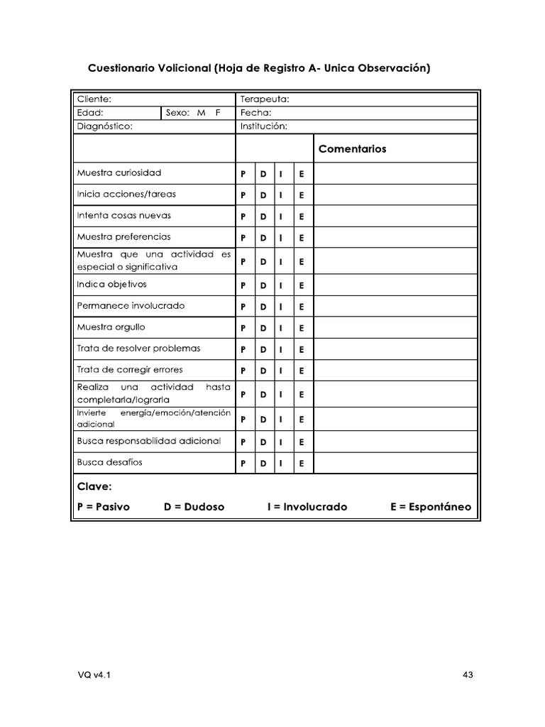 Cuestionario Volicional | PDF | Carreira e Crescimento | Negócios