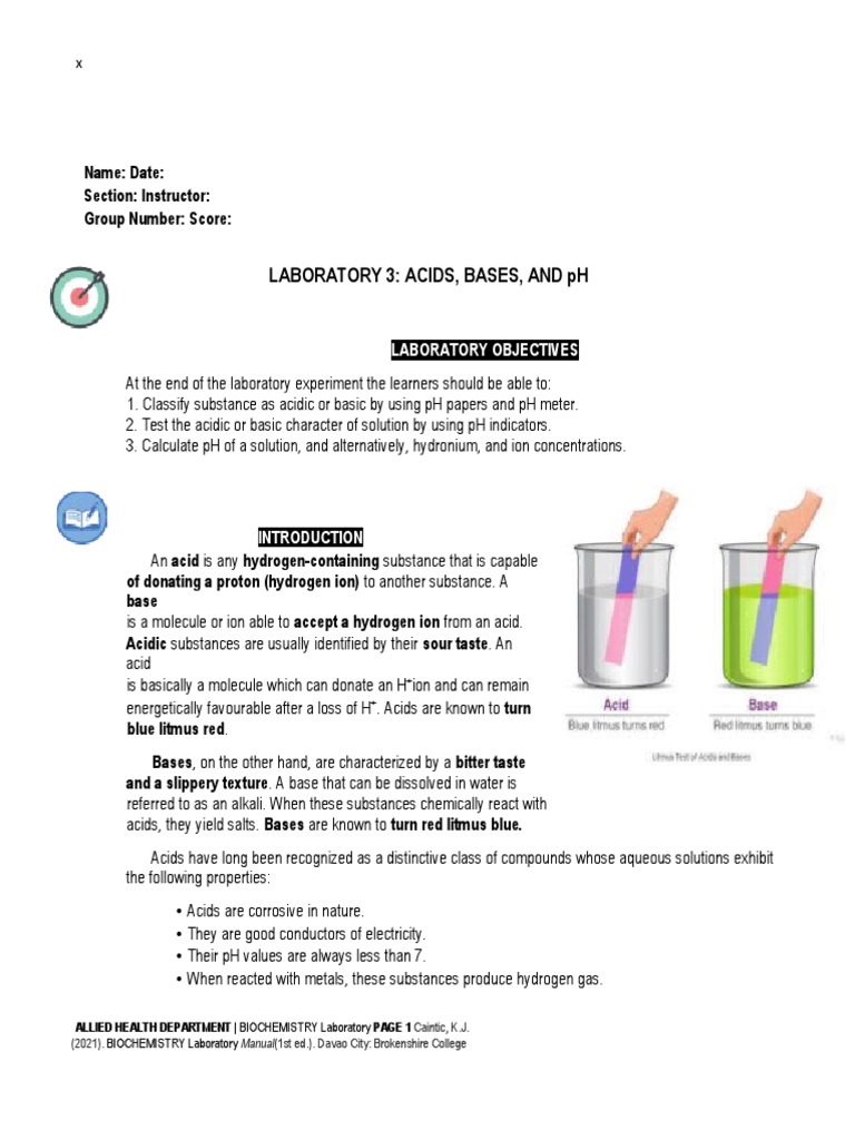 BIOCHEM Laboratory | PDF | Acid | Hydroxide