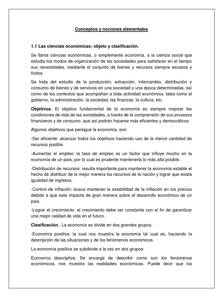 Concepto y Nociones Elementales | PDF | Bienes | Ciencias económicas