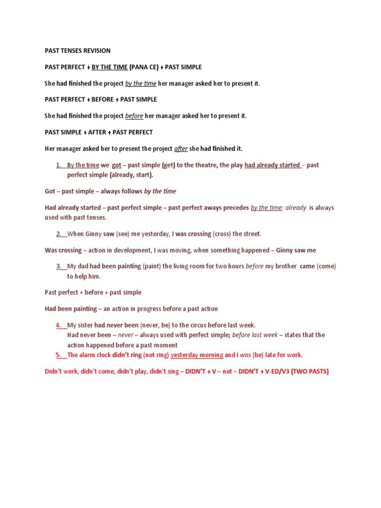 Past Tenses Revision | PDF