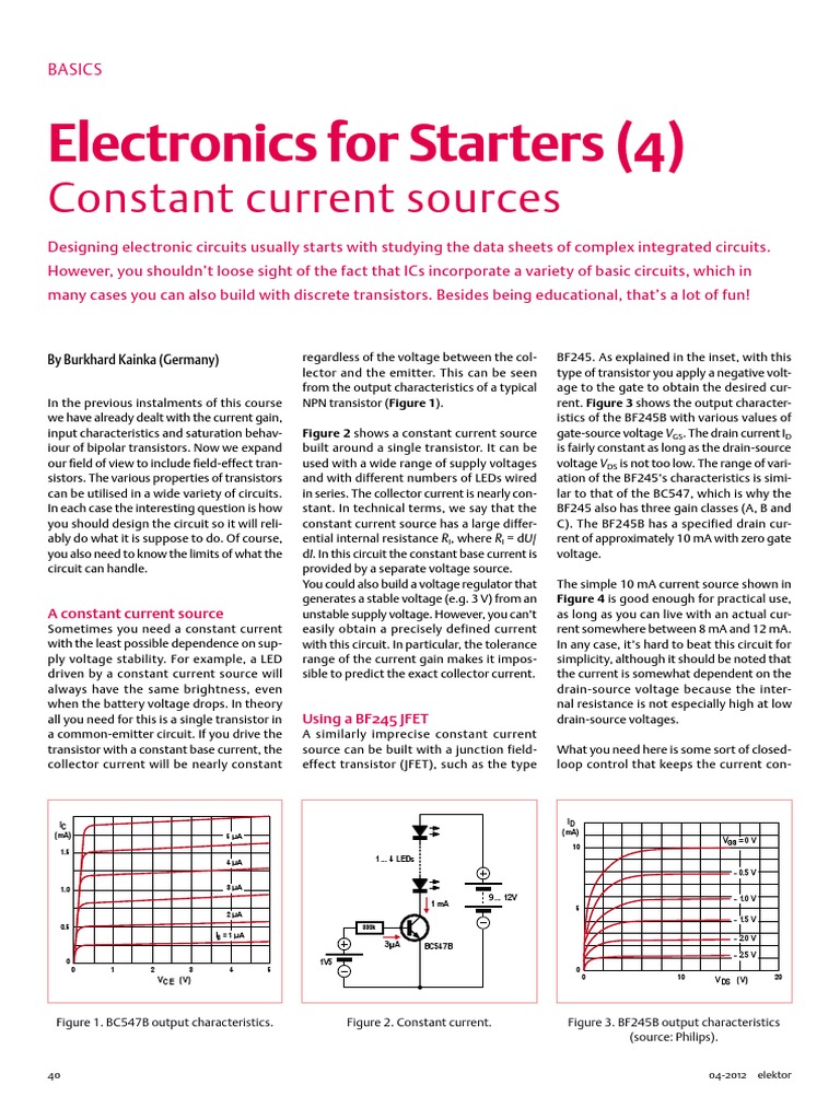 Electronics For Starters 4 - Constant Current Sources | PDF | Field ...